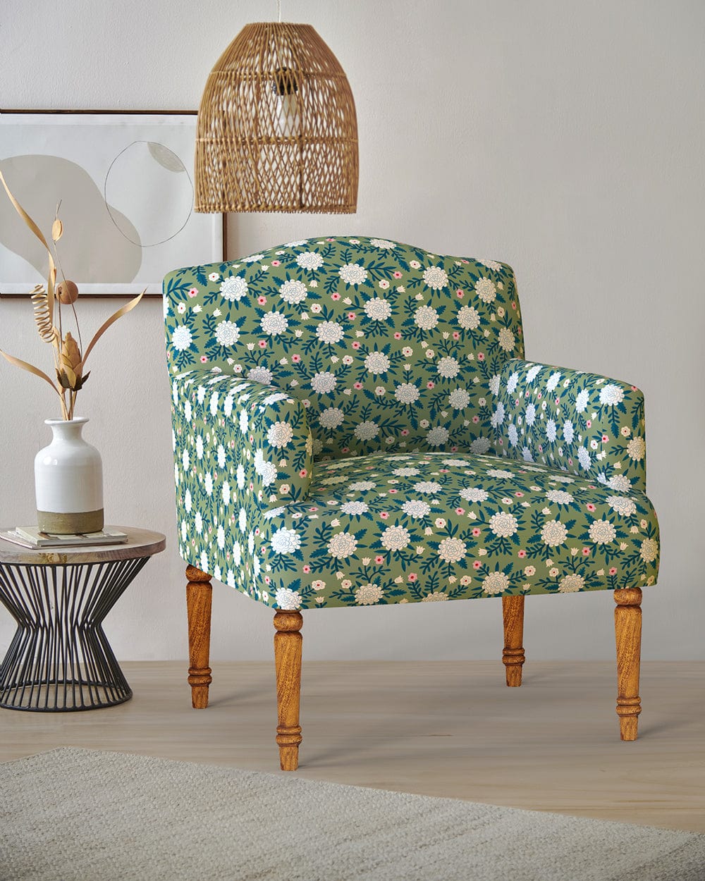 Nawaab Arm Chair - Spring Marigold Green