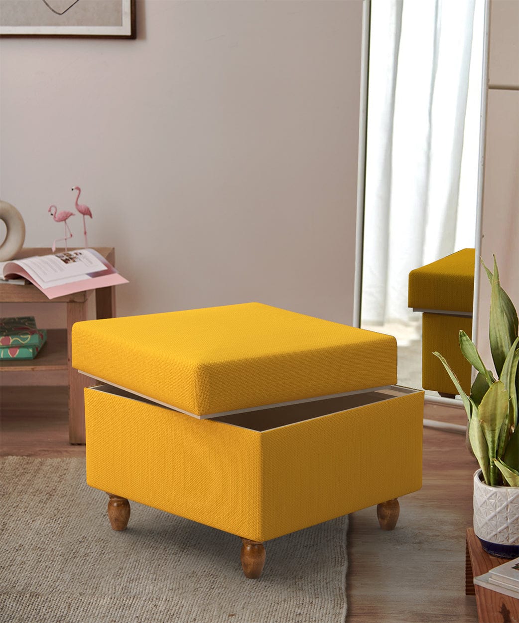 Modern Trunk Storage Ottoman - Sahara Mustard