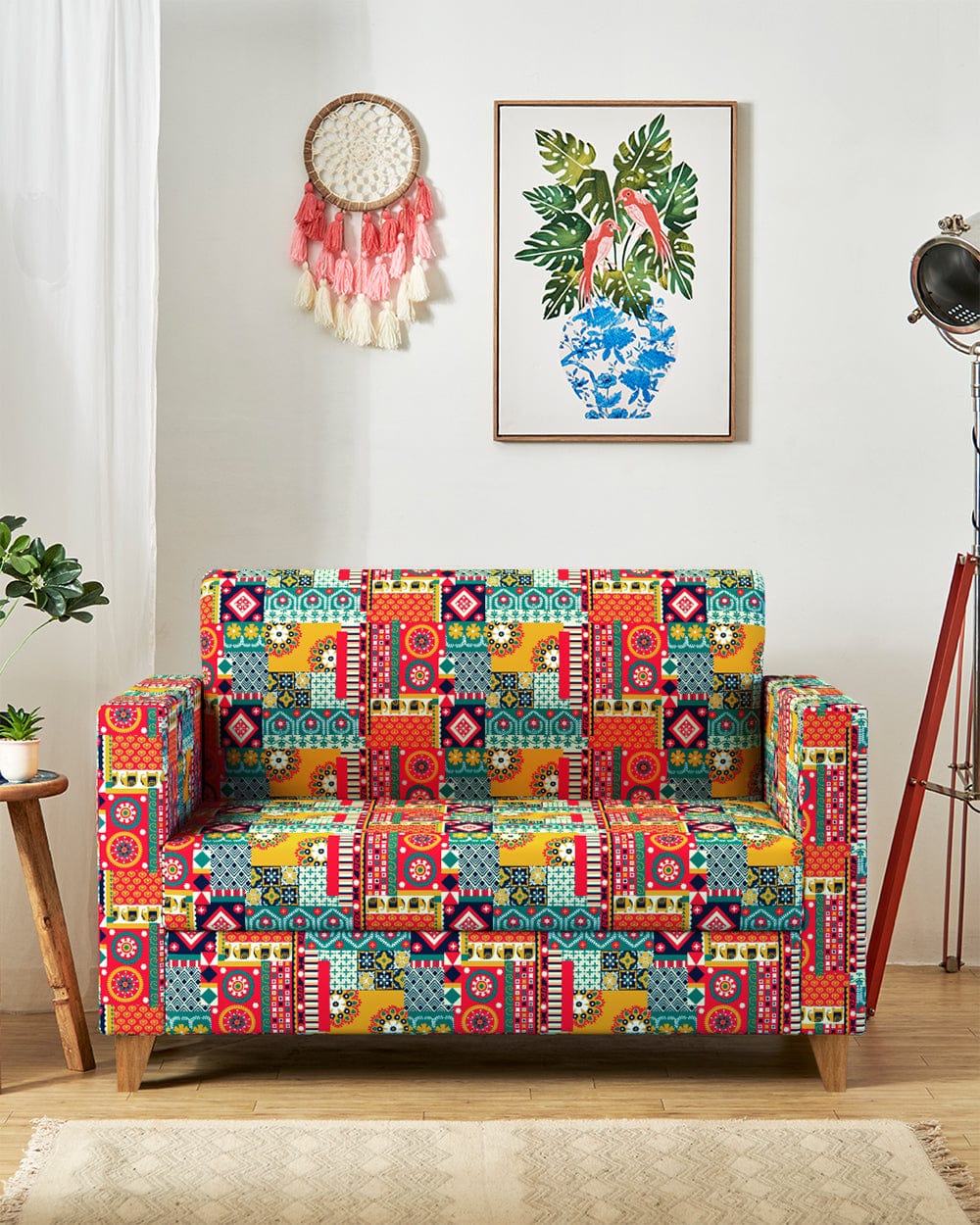Modern Loveseat-Floral Swirls