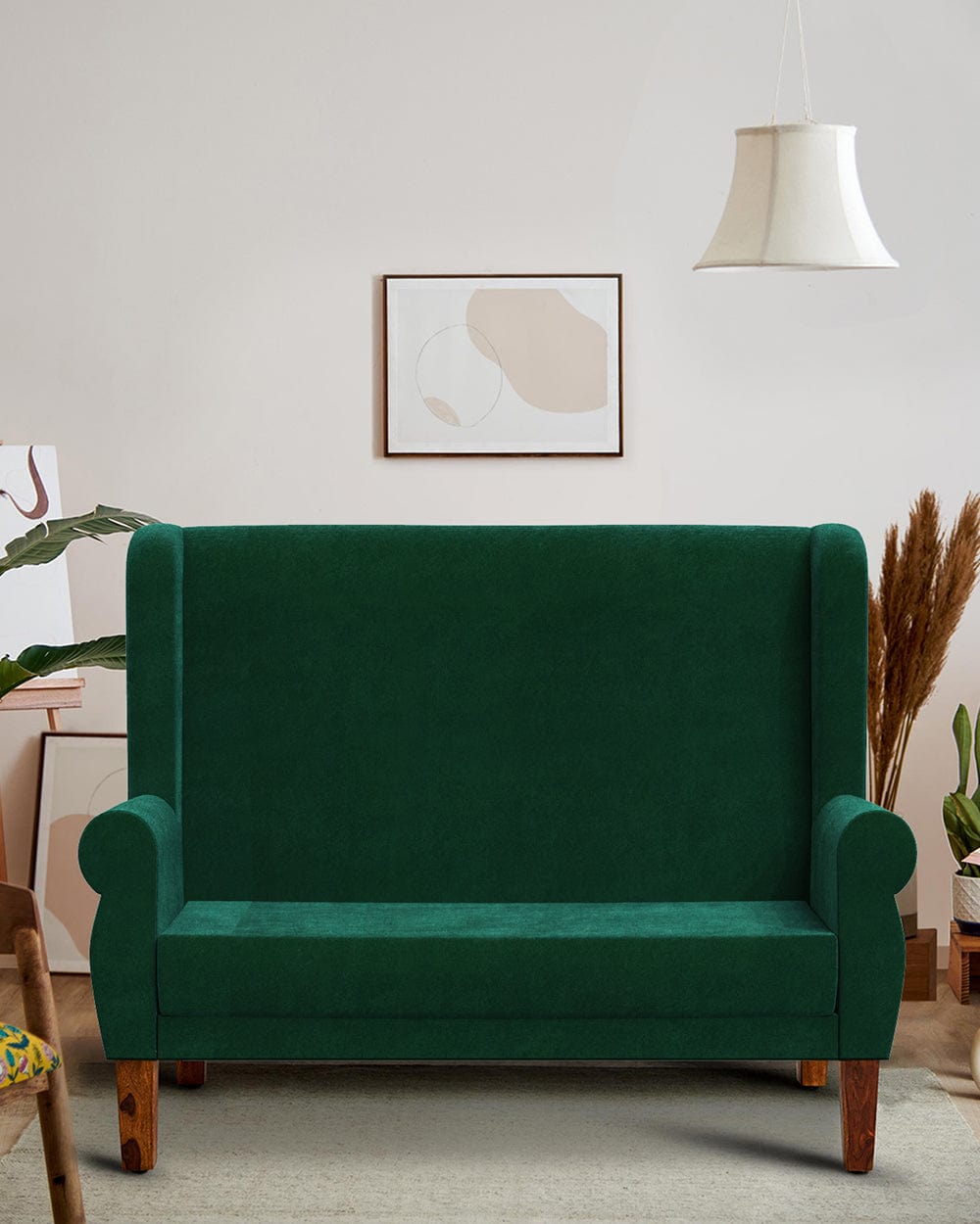 Begum Love Seat, Velvet, Dark Green